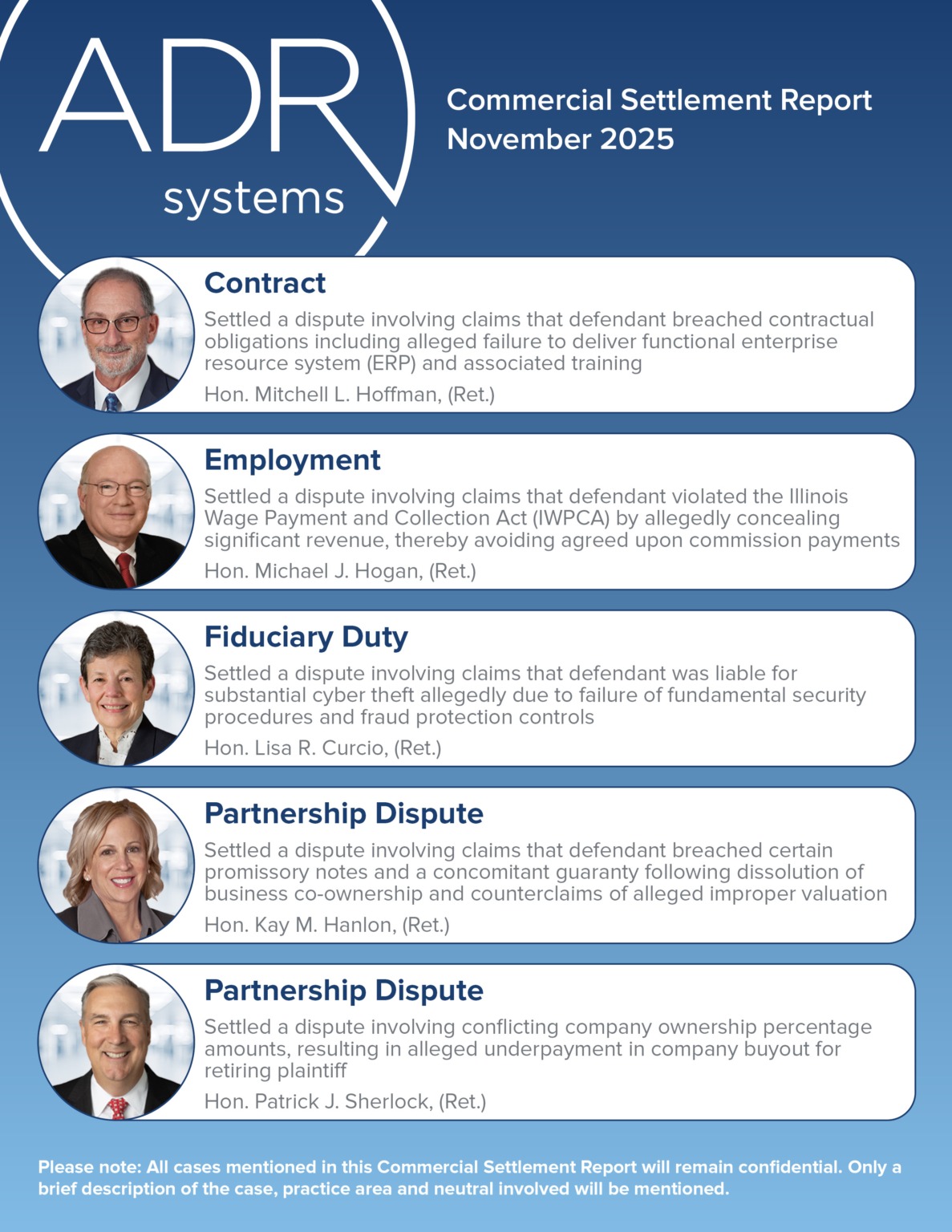 Commercial Settlement Report: November 2025 - ADR Systems