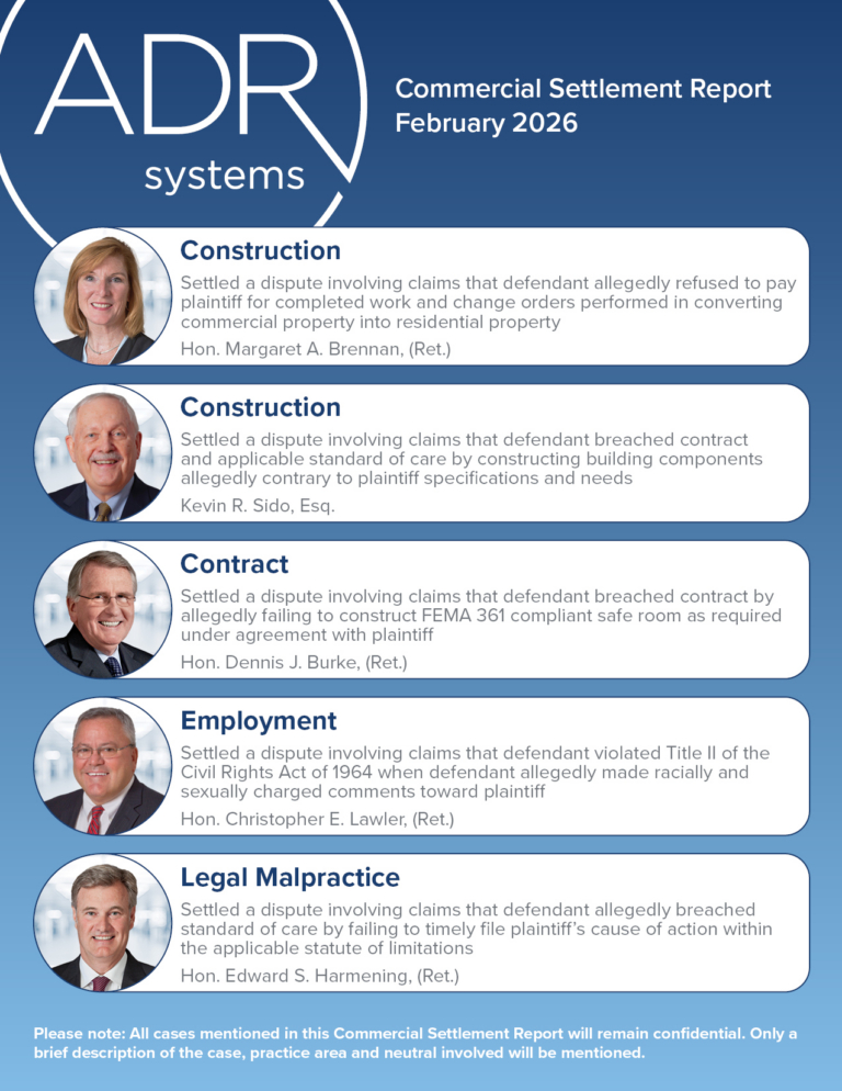 Commercial Settlement Report: February 2026 - ADR Systems